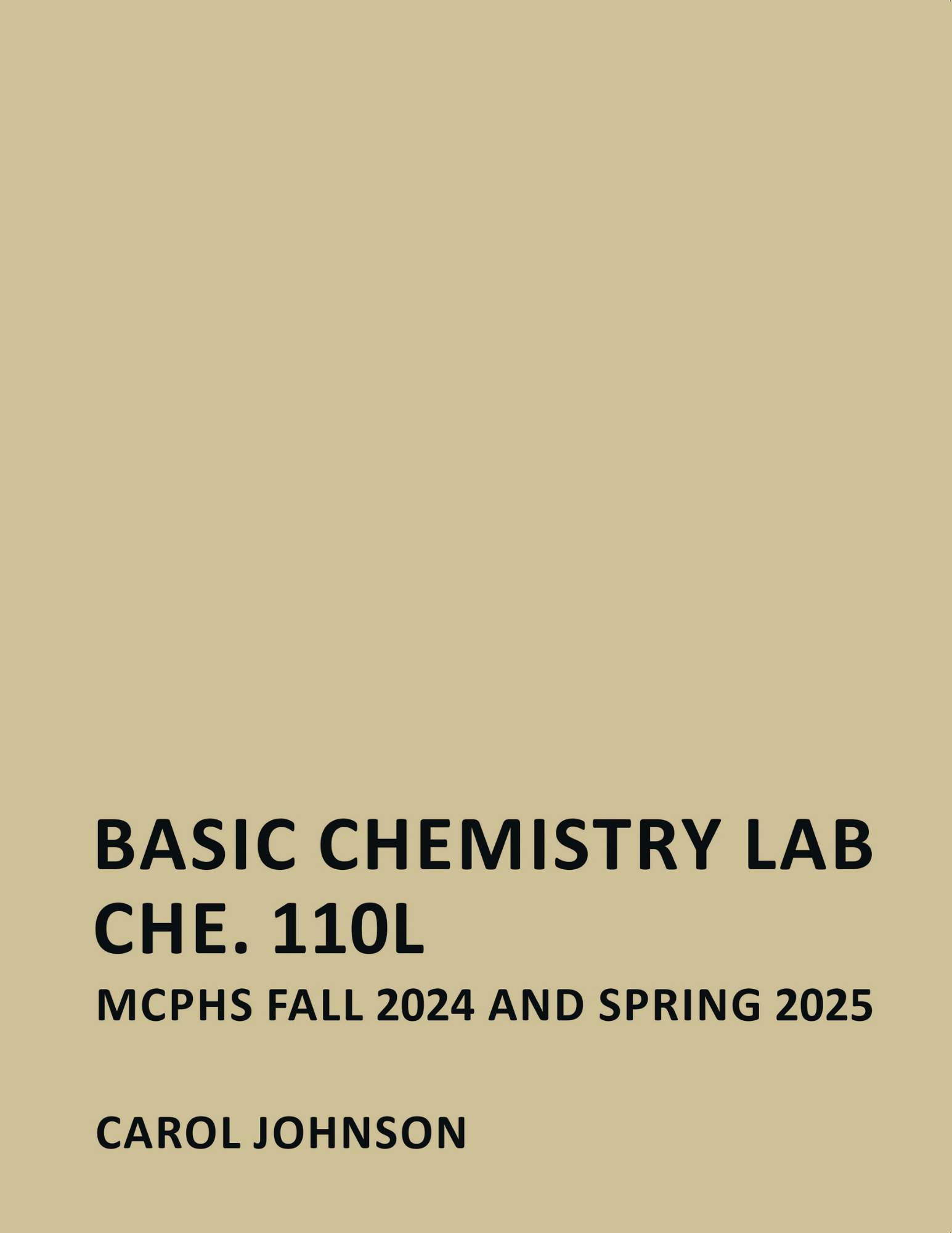 Basic Chemistry Lab CHE 110L MCPHS Fall 2025 and Spring 2026 | Higher ...